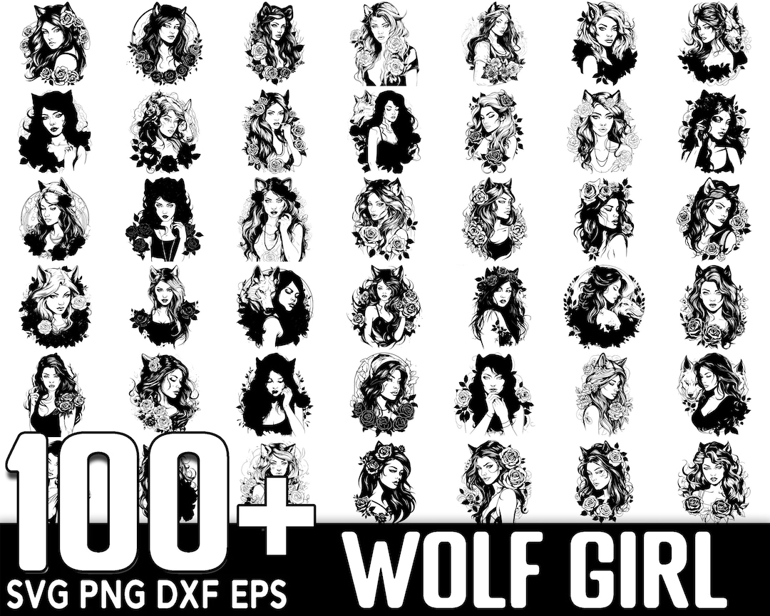 100+ Fantasy Wolf Girl SVG Bundle, Instant Digital Download, PNG, SVG ...