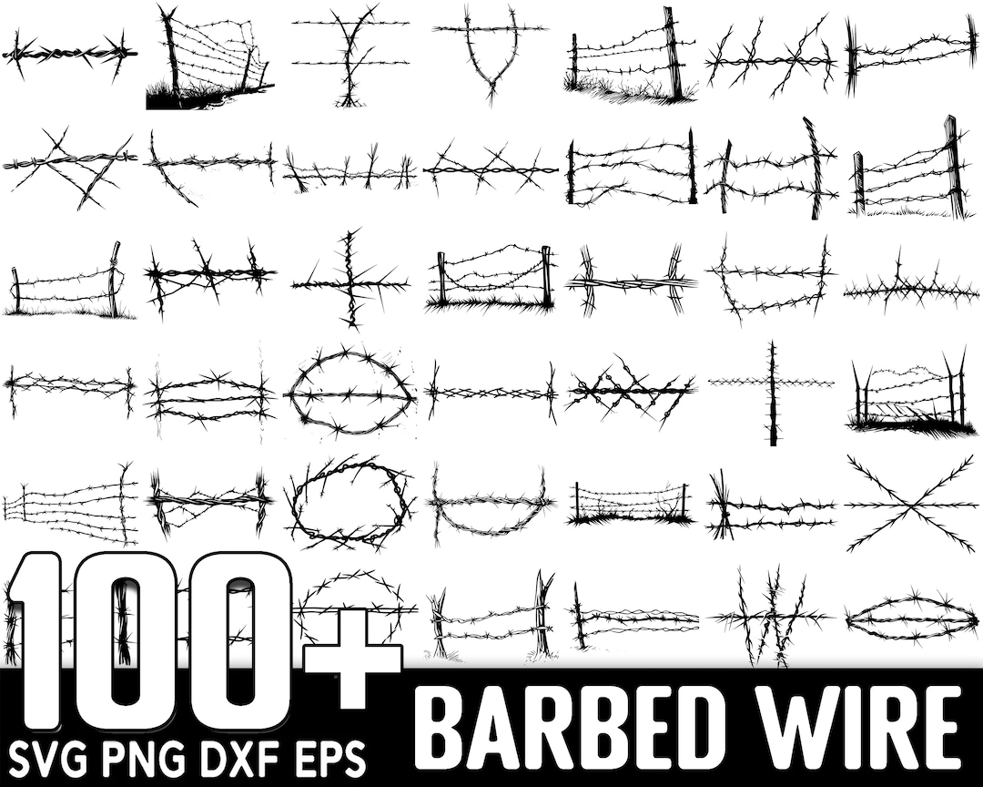 100+ Barbed Wire SVG Bundle, Instant Digital Download, PNG, SVG Cut ...