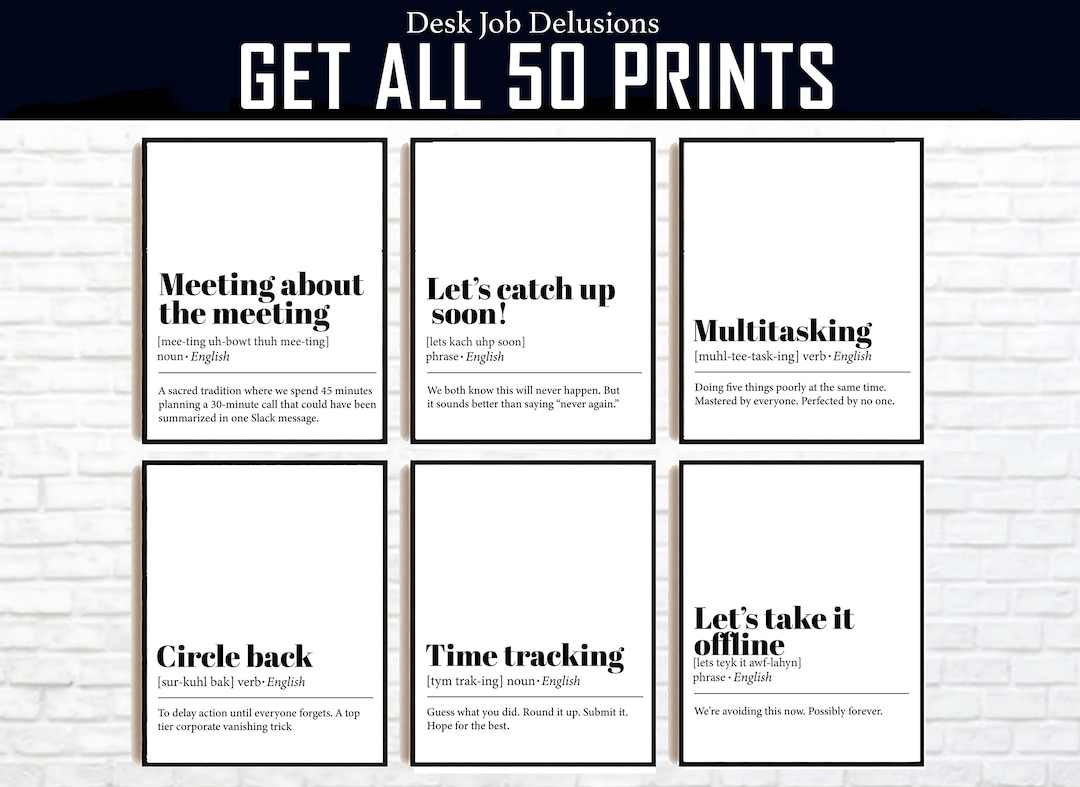 Unofficial Office Definitions | 50 Funny Prints | Work Life Wall Art ...