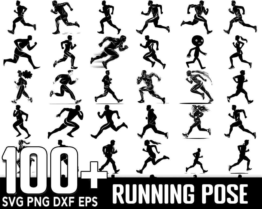 100+ Running Pose SVG Bundle, Instant Digital Download, PNG, SVG Cut ...
