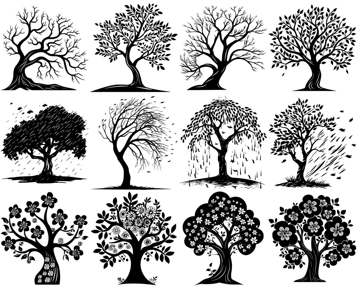 100+ Unique Trees SVG Bundle, Instant Digital Download, PNG, SVG Cut ...
