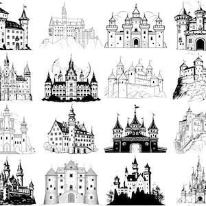 100+ European Castle SVG Bundle, Instant Digital Download, PNG, SVG Cut ...