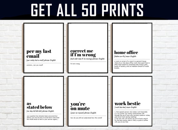 Office Wall Art Set 50 PRINTABLES Home Office Decor Mega | Etsy UK