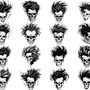 100+ Skull Messy Hair SVG Bundle, Instant Digital Download, PNG, SVG ...