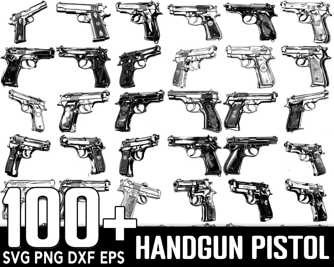 100+ Handgun Pistol SVG Bundle, Instant Digital Download, PNG, SVG Cut ...