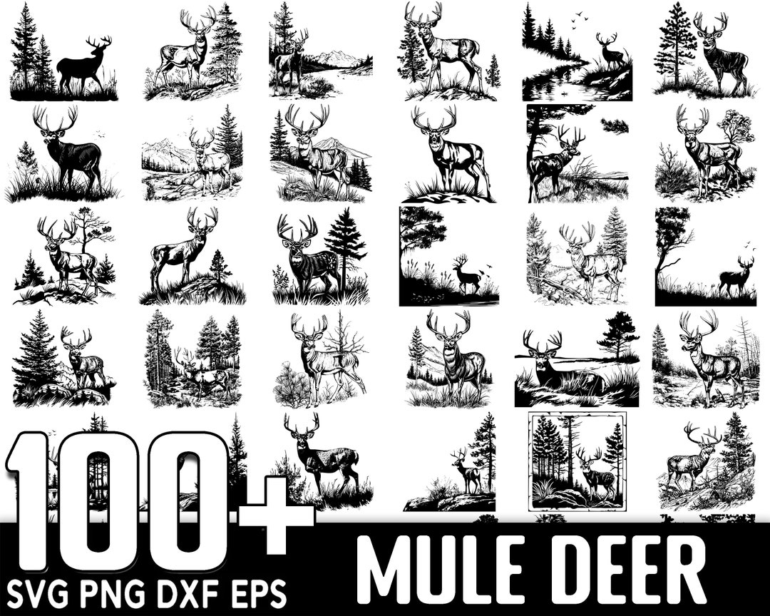 100+ Mule Deer SVG Bundle, Instant Digital Download, PNG, SVG Cut Files ...