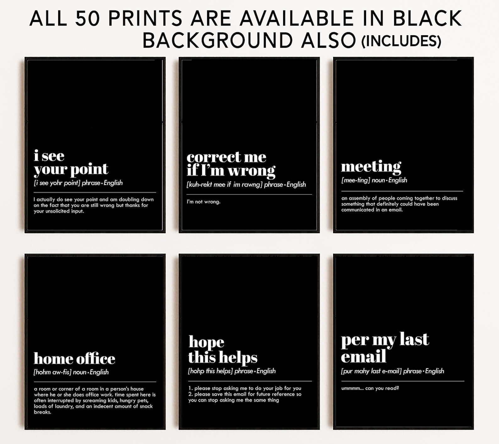 Office Wall Art Set 50 PRINTABLES Home Office Decor Mega | Etsy UK