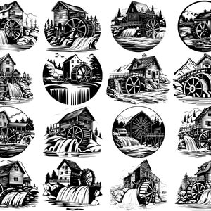 100+ Waterwheel Mill SVG Bundle, Instant Digital Download, PNG, SVG Cut ...