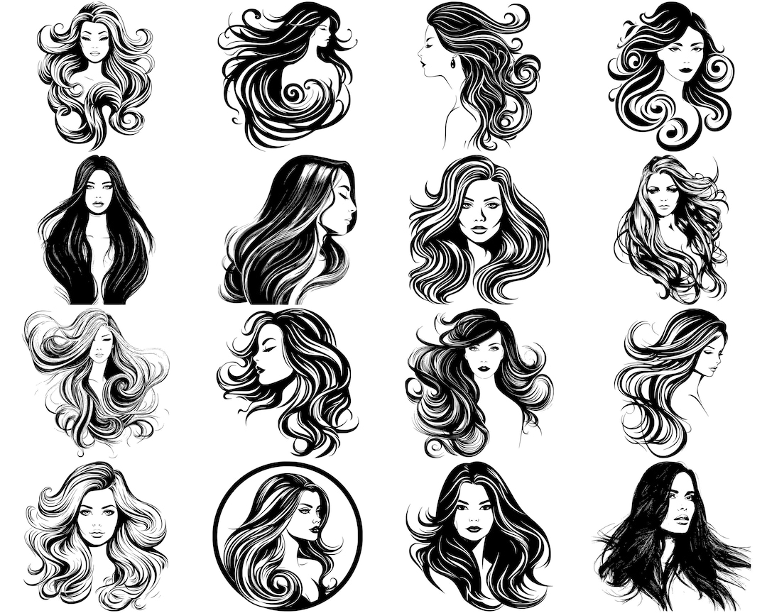 100+ Long Hair SVG Bundle, Instant Digital Download, PNG, SVG Cut Files ...