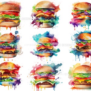 Set of 21 Watercolor Burger Clipart Burger Png Premium - Etsy