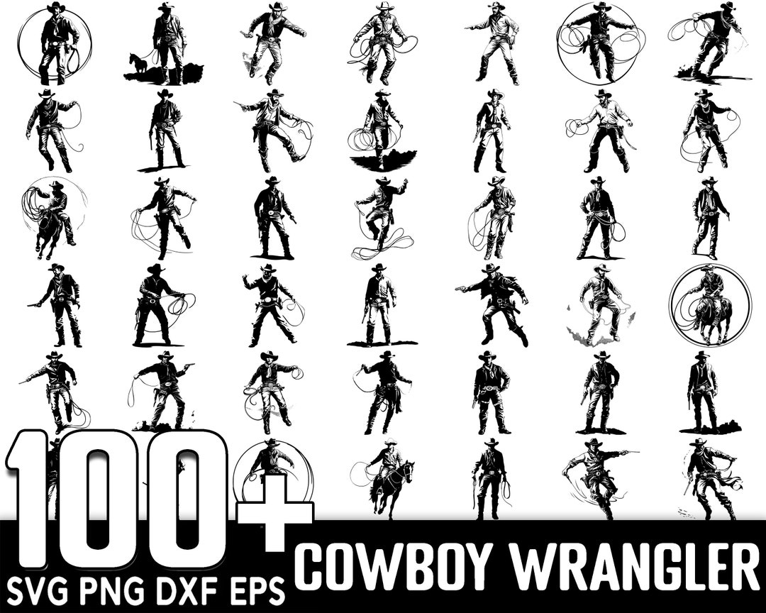 100+ Cowboy Wrangler SVG Bundle, Instant Digital Download, PNG, SVG Cut ...