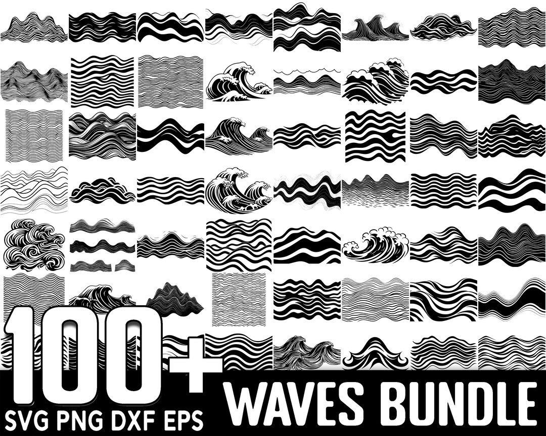 Wave SVG Bundle,instant Digital Download, PNG, SVG Cut Files - Etsy