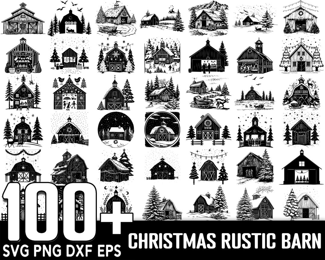 100+ Christmas Rustic Barn SVG Bundle,instant Digital Download, PNG ...