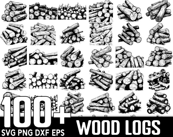 Wooden Log. Cut Files for Cricut. Clip Art Silhouette (eps, Svg, Pdf ...