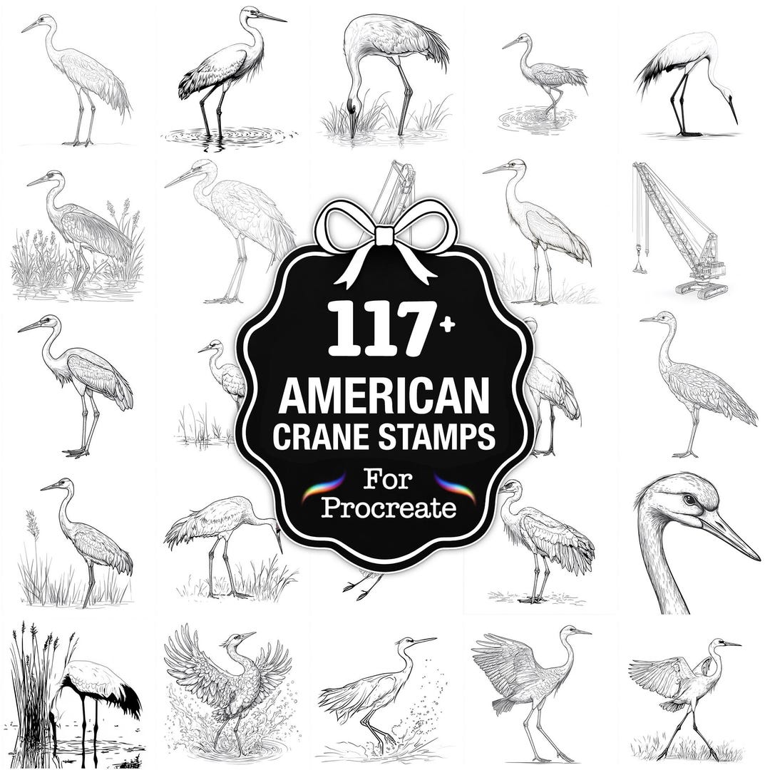 109+ American Crane Procreate Stamps, Crane Brushes for Procreate ...