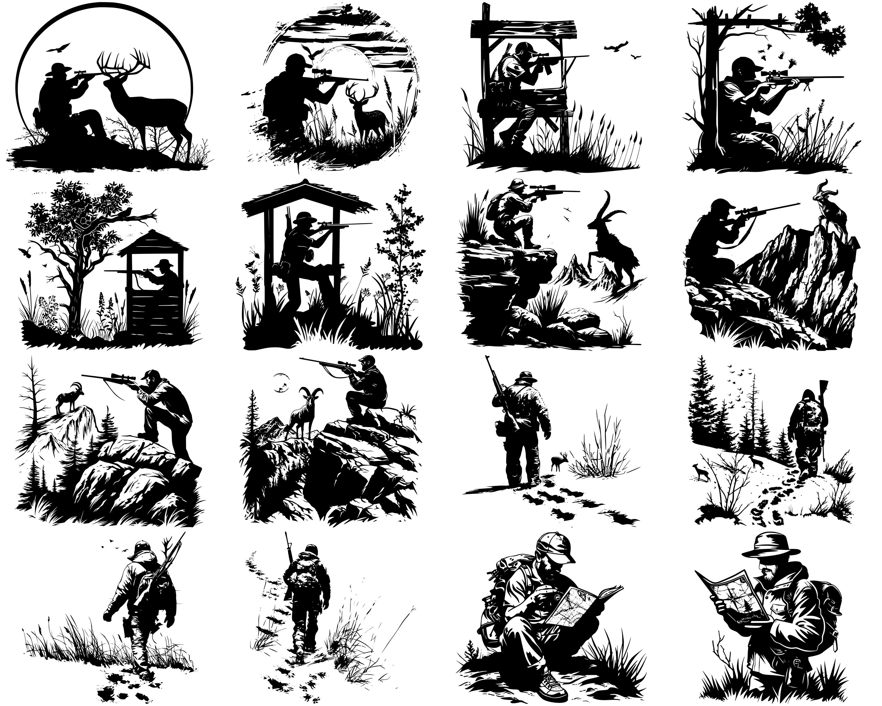 100+ Hunting Scene SVG Bundle, Instant Digital Download, PNG, SVG Cut ...
