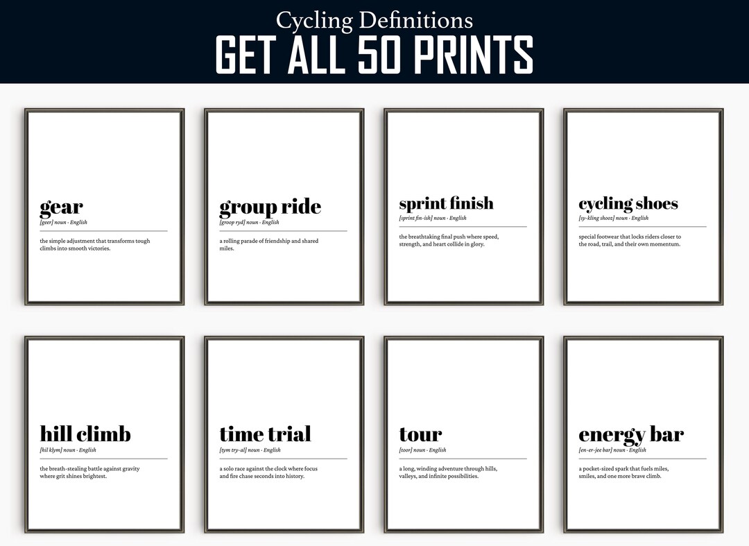 Funny Cycling Definitions Art Prints: Cyclist Quote Poster Set (digital ...