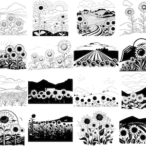 100+ Sunflower Field SVG Bundle,instant Digital Download, PNG, SVG Cut ...