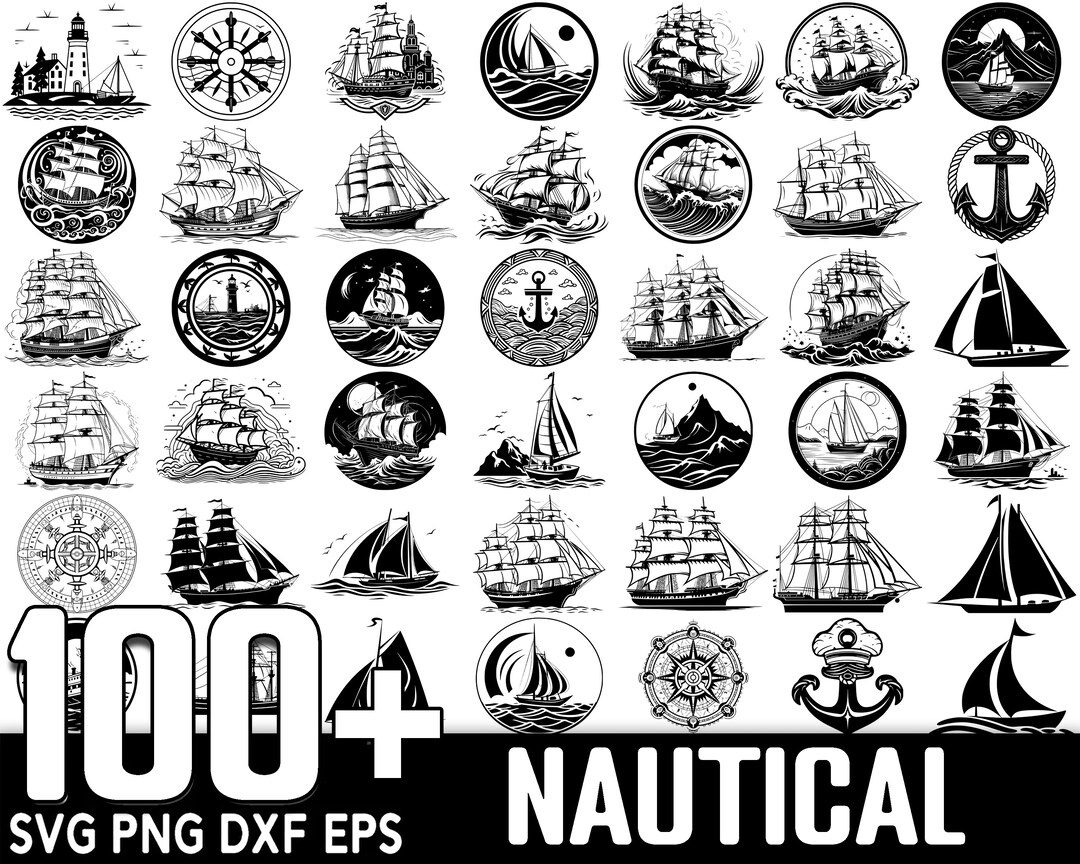 100+ Nautical Symbol Bundle, Instant Digital Download, PNG, SVG Cut ...