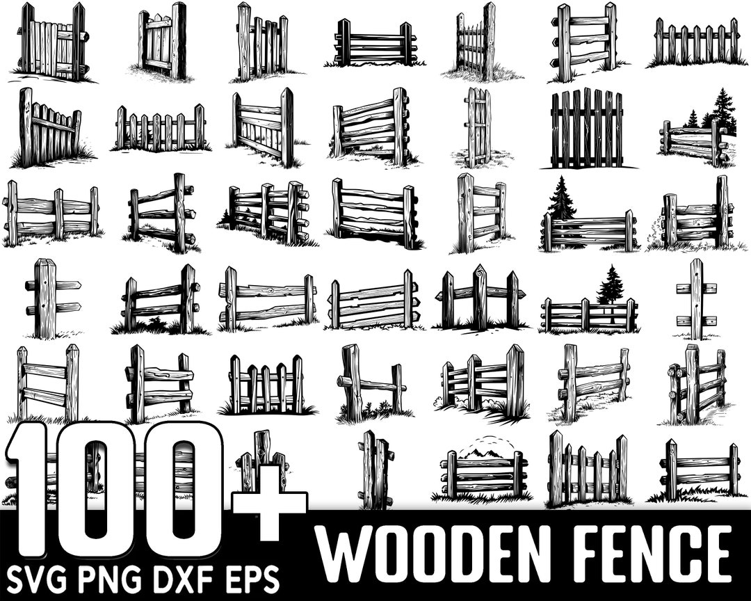 100+ Wood Fence SVG Bundle, Instant Digital Download, PNG, SVG Cut ...
