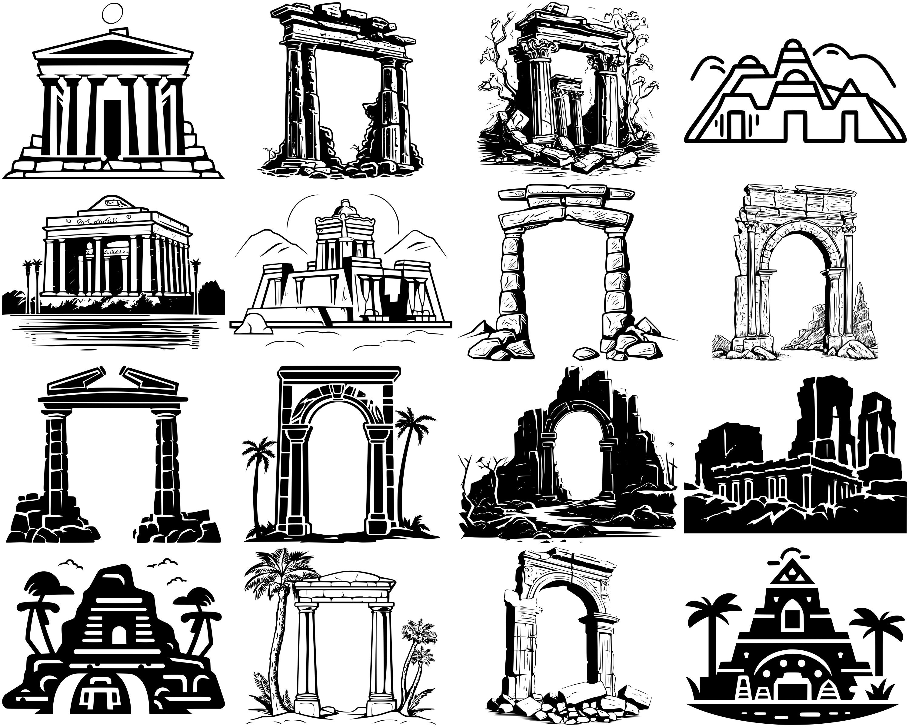 100+ Ancient Ruins SVG Bundle ,instant Digital Download, PNG, SVG Cut ...