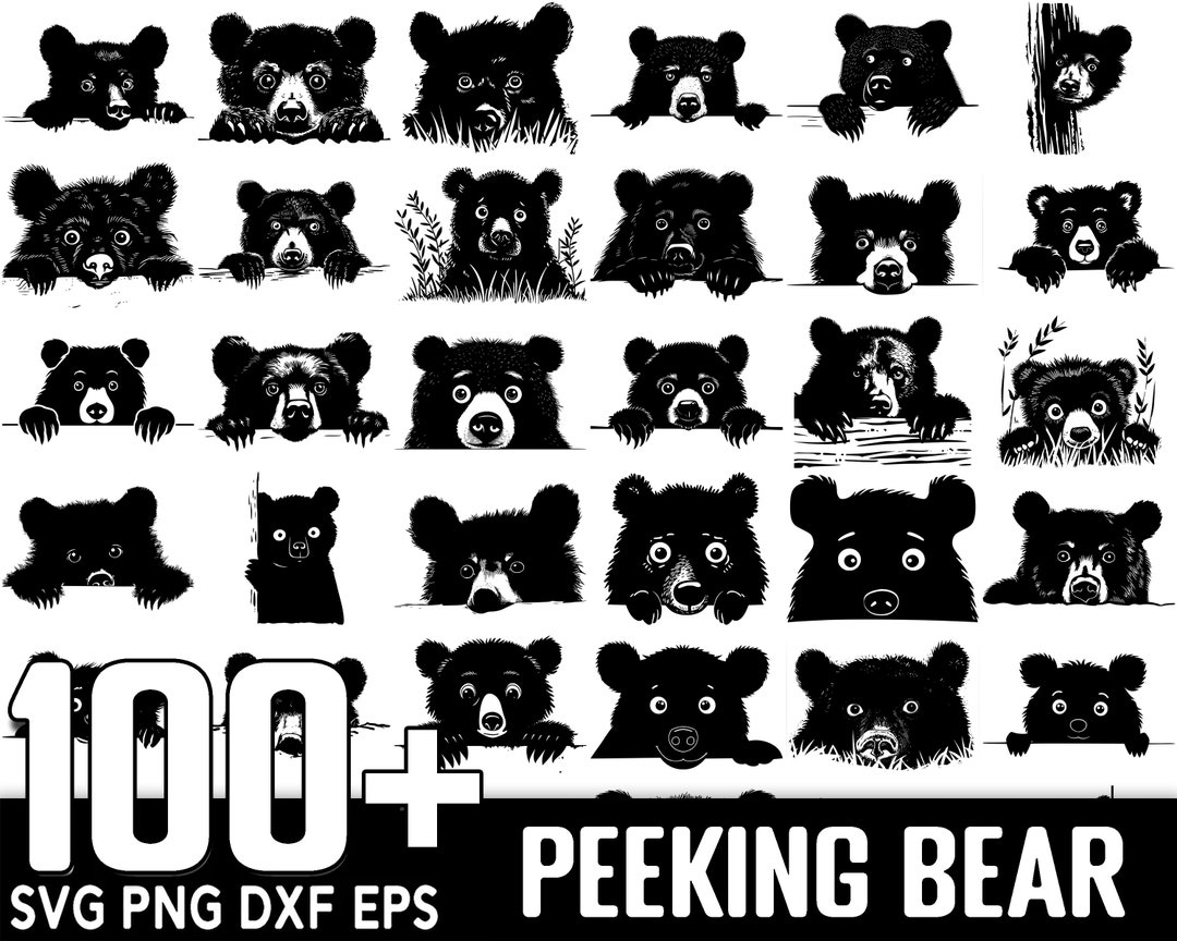 100+ Peeking Bear SVG Bundle, Instant Digital Download, PNG, SVG Cut ...