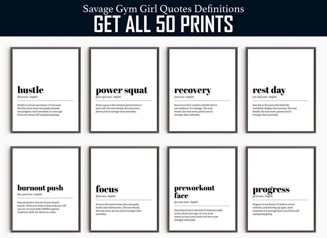 Savage Gym Girl Quotes Art Prints: Funny Workout Motivation (digital ...