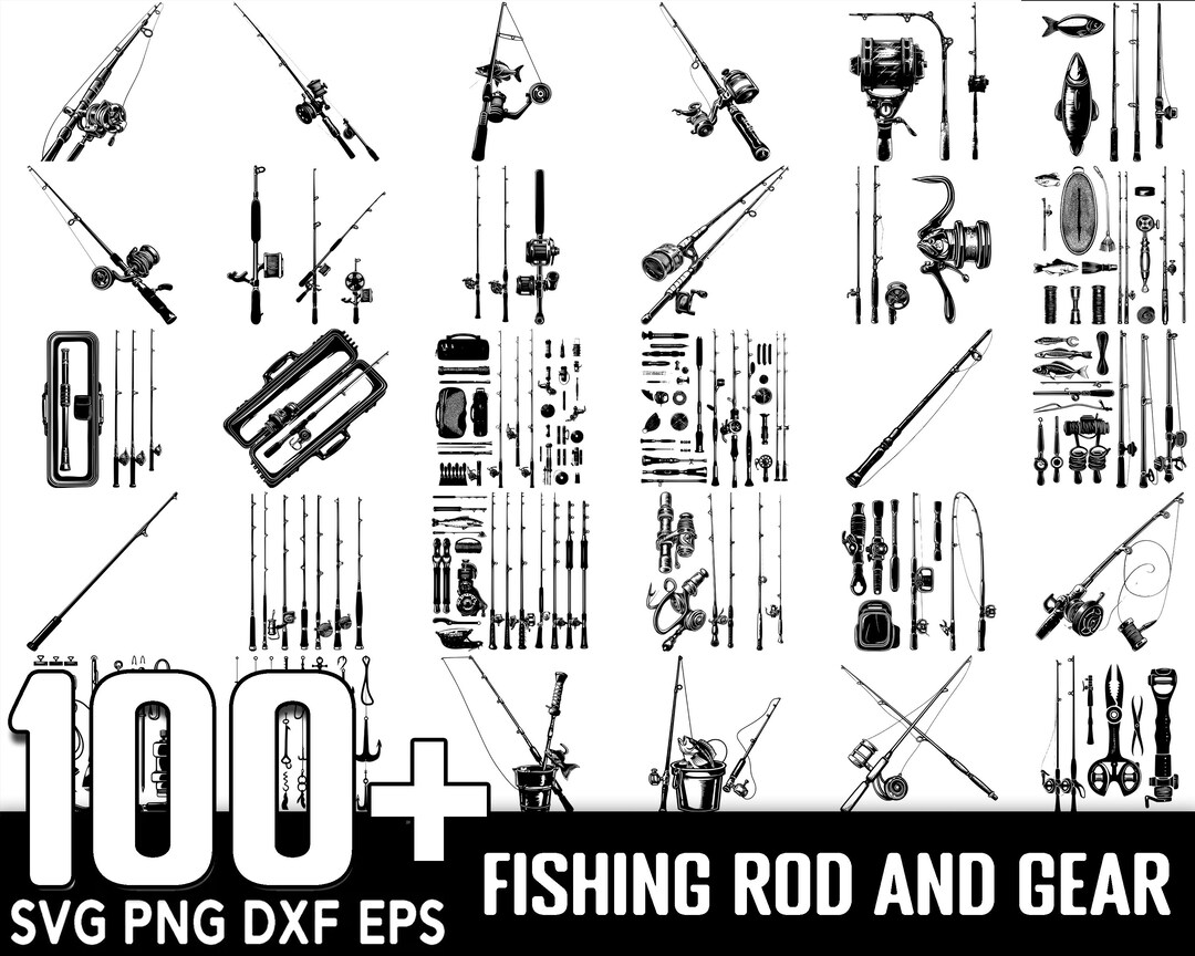 100+ Fishing Rod and Gear SVG Bundle, Instant Digital Download, PNG ...