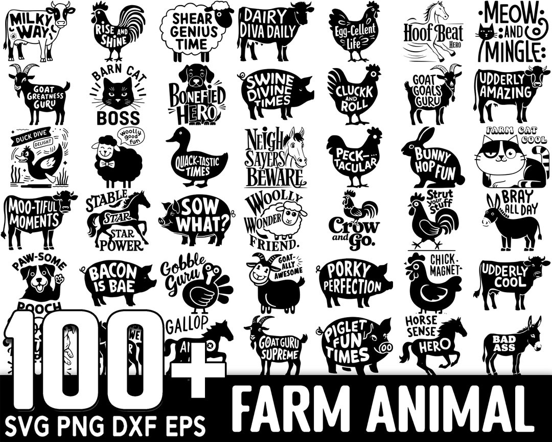 100+ Farm Animal Quotes SVG Bundle, Instant Digital Download, PNG, SVG ...