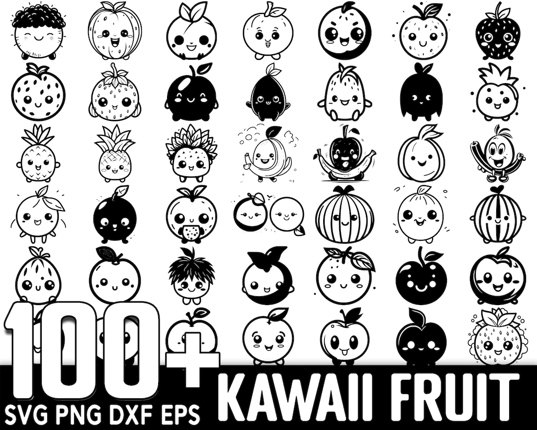 100+ Kawaii Fruit SVG Bundle, Instant Digital Download, PNG, SVG Cut ...
