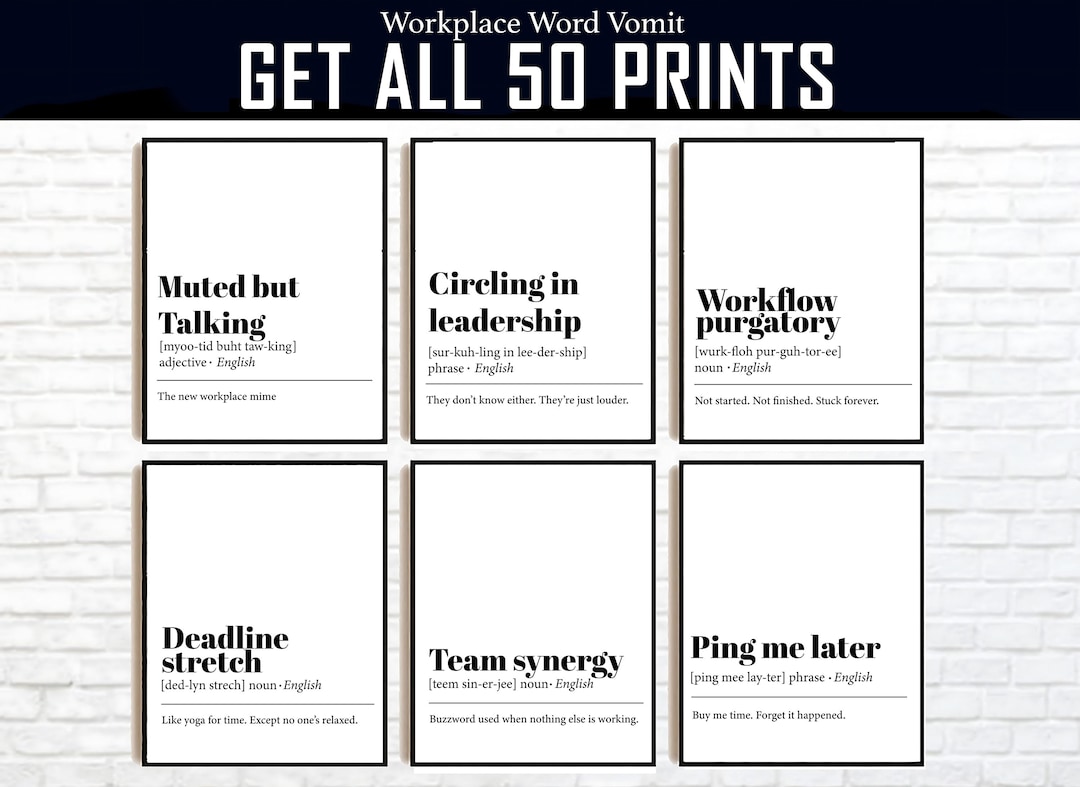 Funny Office Prints: 50 Sarcastic Corporate Jargon Posters (digital ...