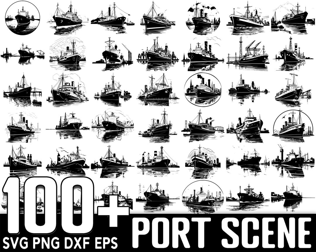 100+ Port Scene SVG Bundle, Instant Digital Download, PNG, SVG Cut ...