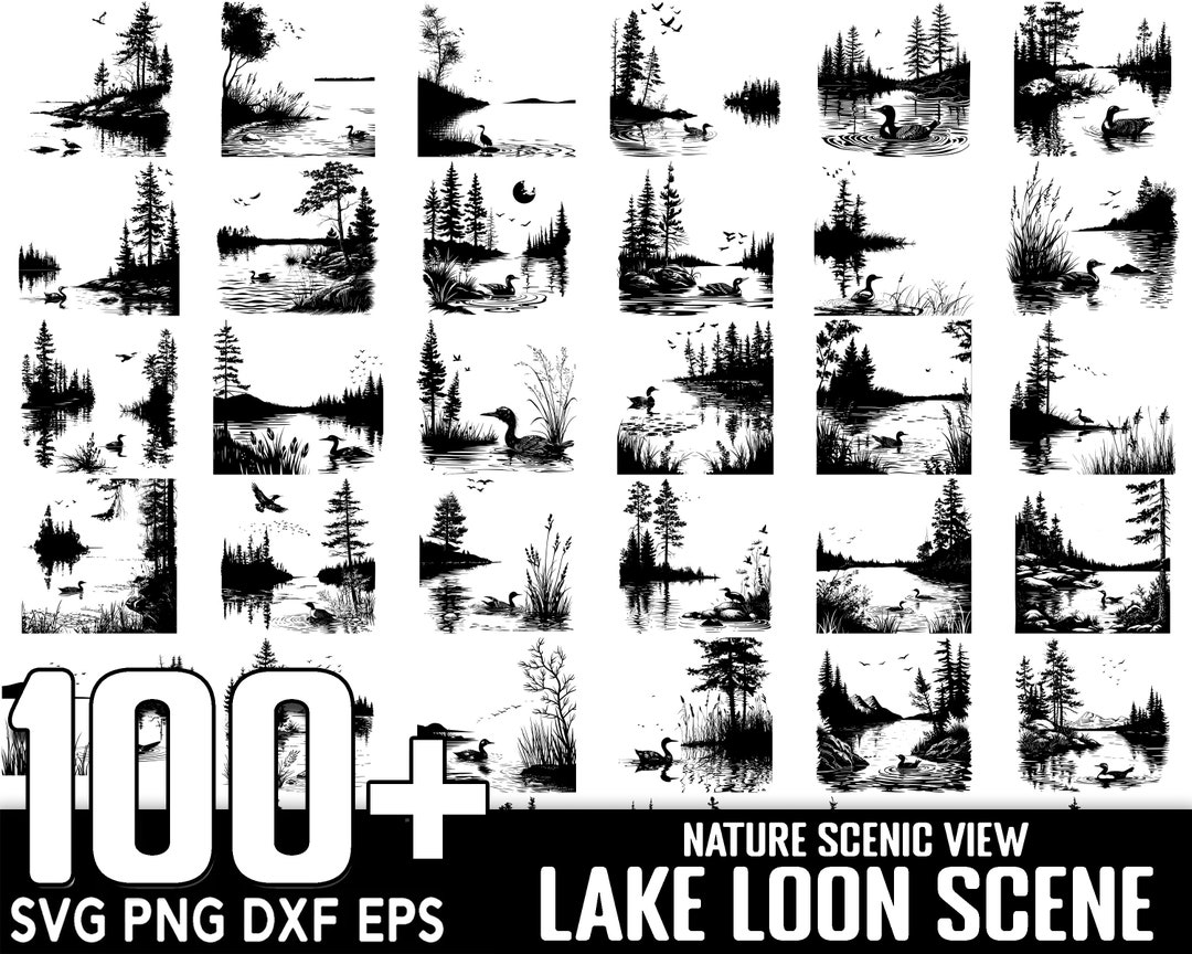 100+ Lake Loon Scene SVG Bundle, Instant Digital Download, PNG, SVG Cut ...