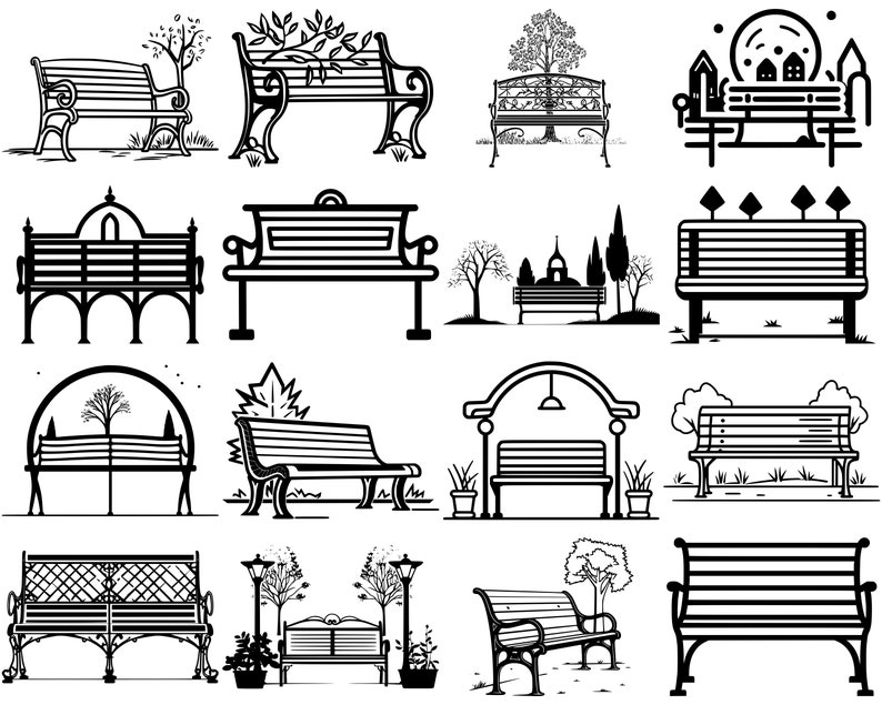 100+ Park Bench SVG Bundle, Instant Digital Download, PNG, SVG Cut ...