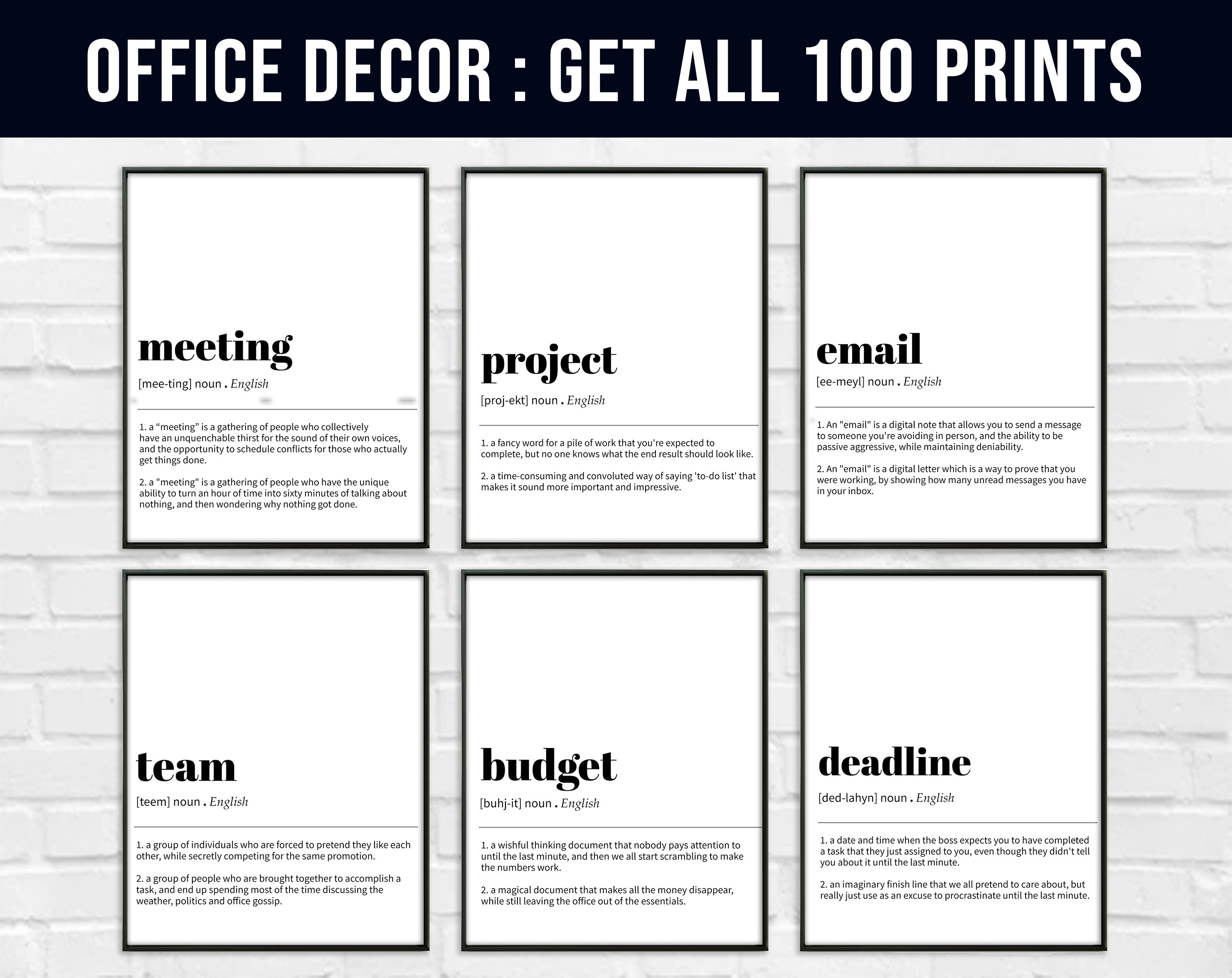 Office Wall Art Set 100 PRINTABLES Home Office Decor - Etsy Australia