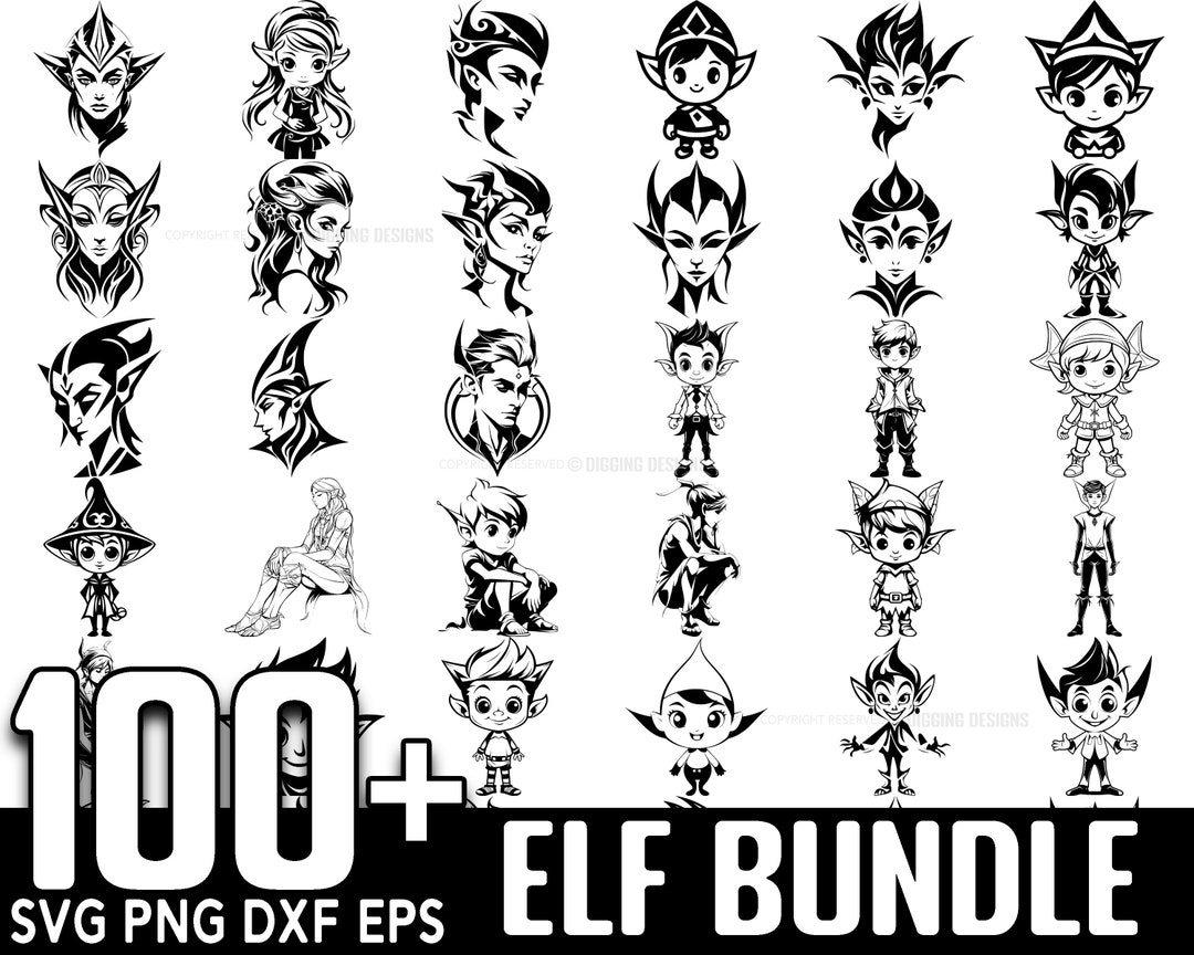 100 Elf SVG Bundle, Instant Digital Download, PNG, SVG Cut Files - Etsy