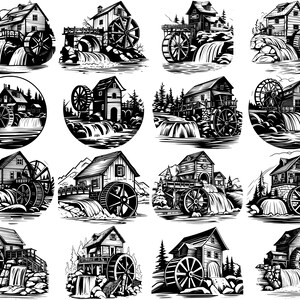 100+ Waterwheel Mill SVG Bundle, Instant Digital Download, PNG, SVG Cut ...