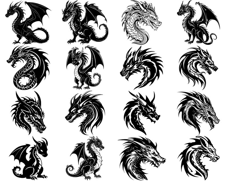 100+ Dragon SVG Bundle, Instant Digital Download, PNG, SVG Cut Files - Etsy