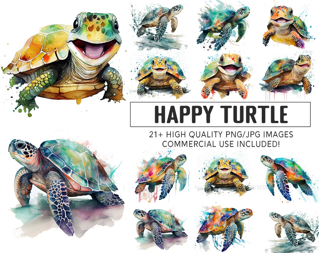 Set of 21, Turtle Clipart, Happy Turtle Png, Premium Quality Bundle ...