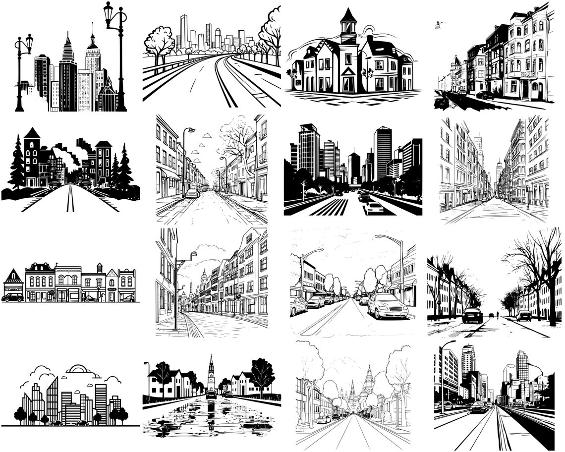 100+ City Street SVG Bundle,instant Digital Download, PNG, SVG Cut ...