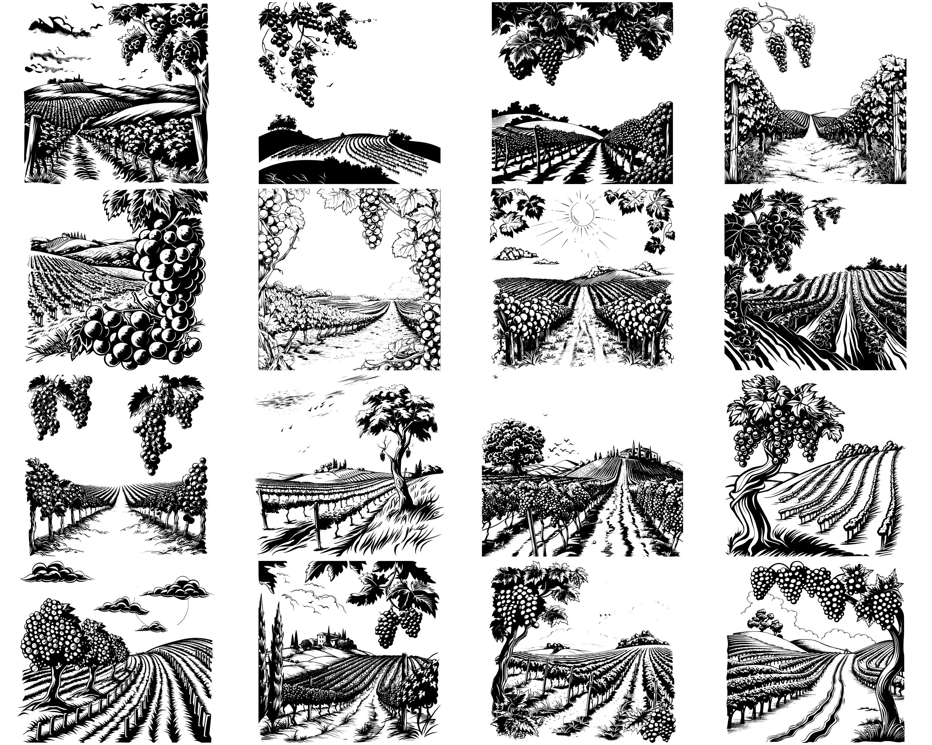 100+ Vineyard Scene SVG Bundle, Instant Digital Download, PNG, SVG Cut ...