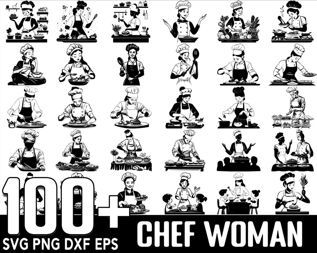 100+ Chef Woman SVG Bundle, Instant Digital Download, PNG, SVG Cut ...
