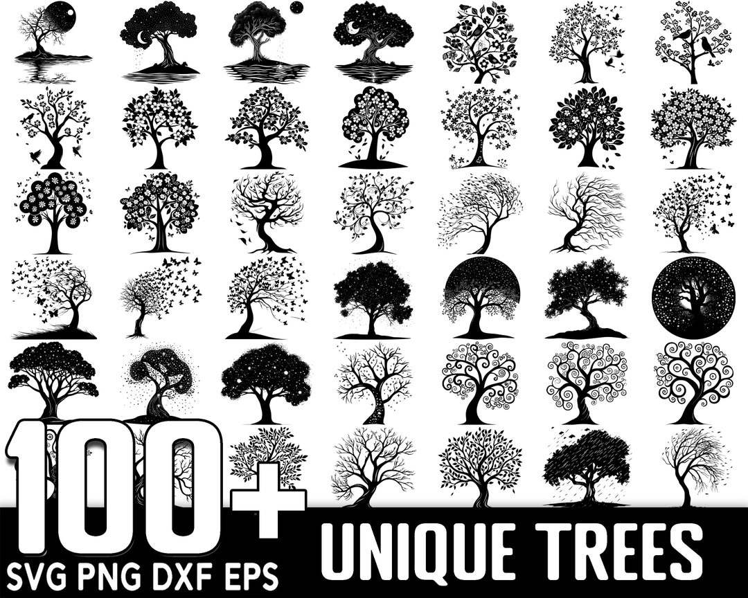100+ Unique Trees SVG Bundle, Instant Digital Download, PNG, SVG Cut ...