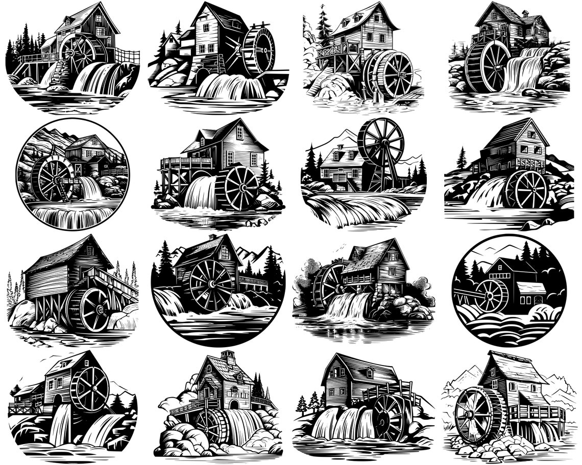 100+ Waterwheel Mill SVG Bundle, Instant Digital Download, PNG, SVG Cut ...