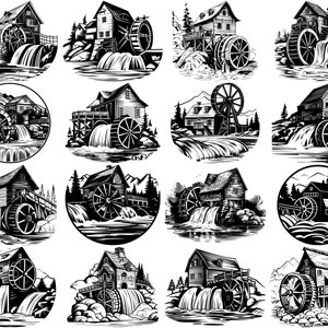 100+ Waterwheel Mill SVG Bundle, Instant Digital Download, PNG, SVG Cut ...