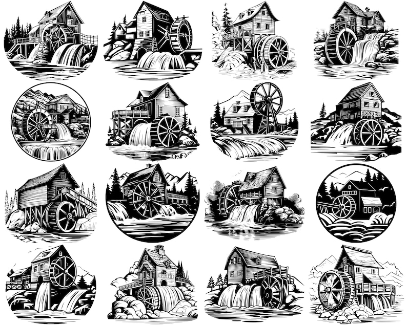 100+ Waterwheel Mill SVG Bundle, Instant Digital Download, PNG, SVG Cut ...