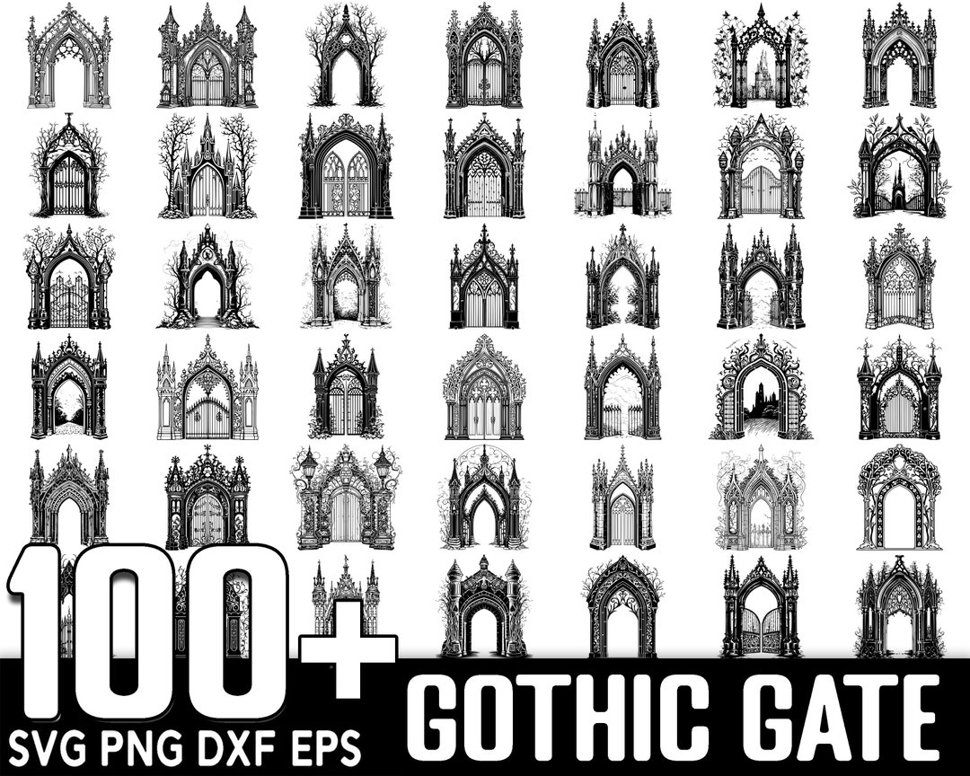 100+ Gothic Gate SVG Bundle, Instant Digital Download, PNG, SVG Cut ...