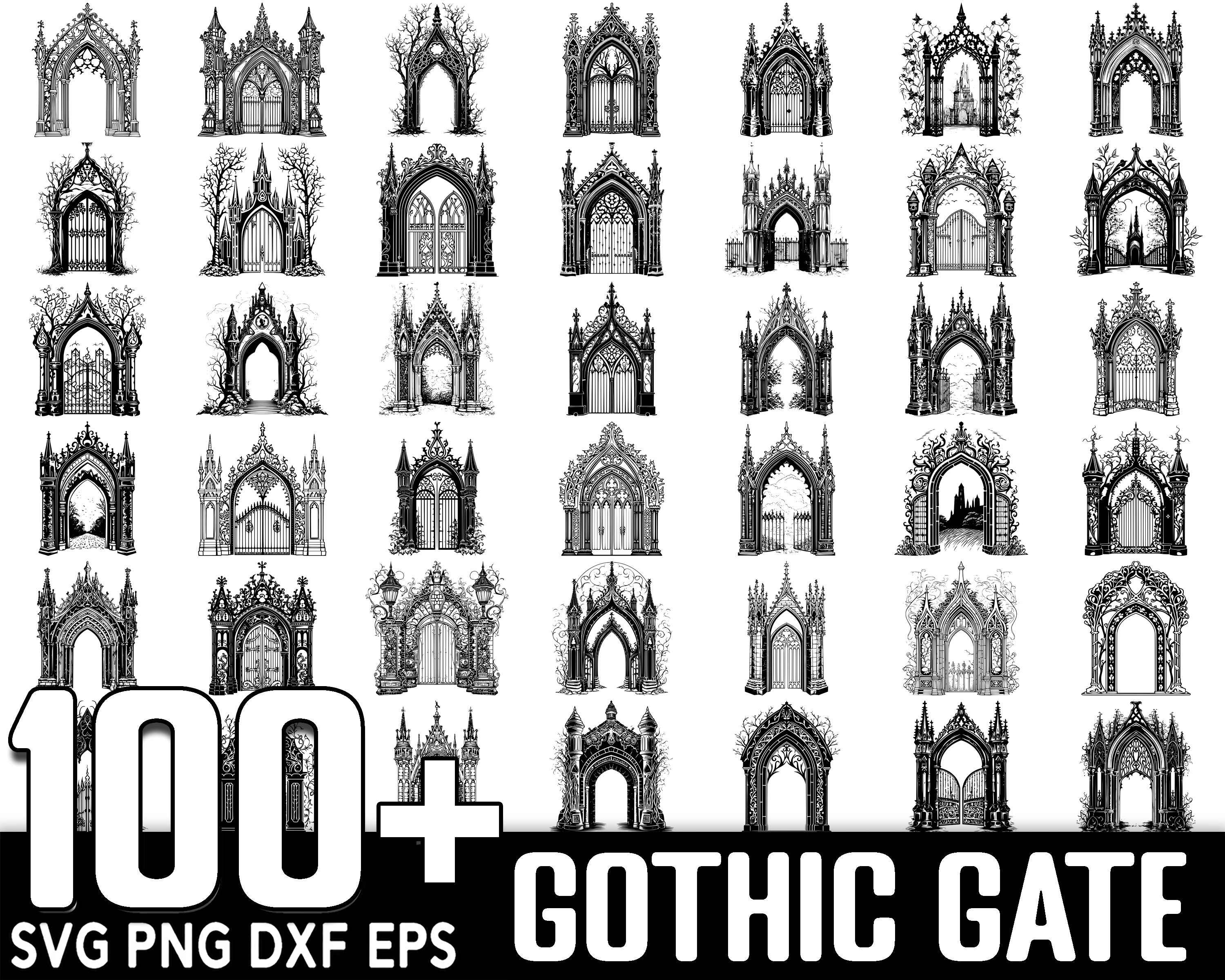 100+ Gothic Gate SVG Bundle, Instant Digital Download, PNG, SVG Cut ...