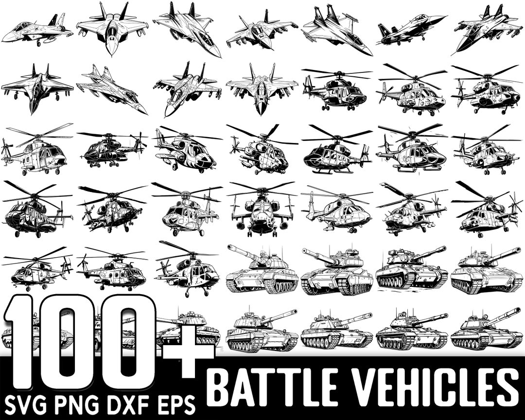 100+ Battle Vehicles SVG Bundle, Instant Digital Download, PNG, SVG Cut ...