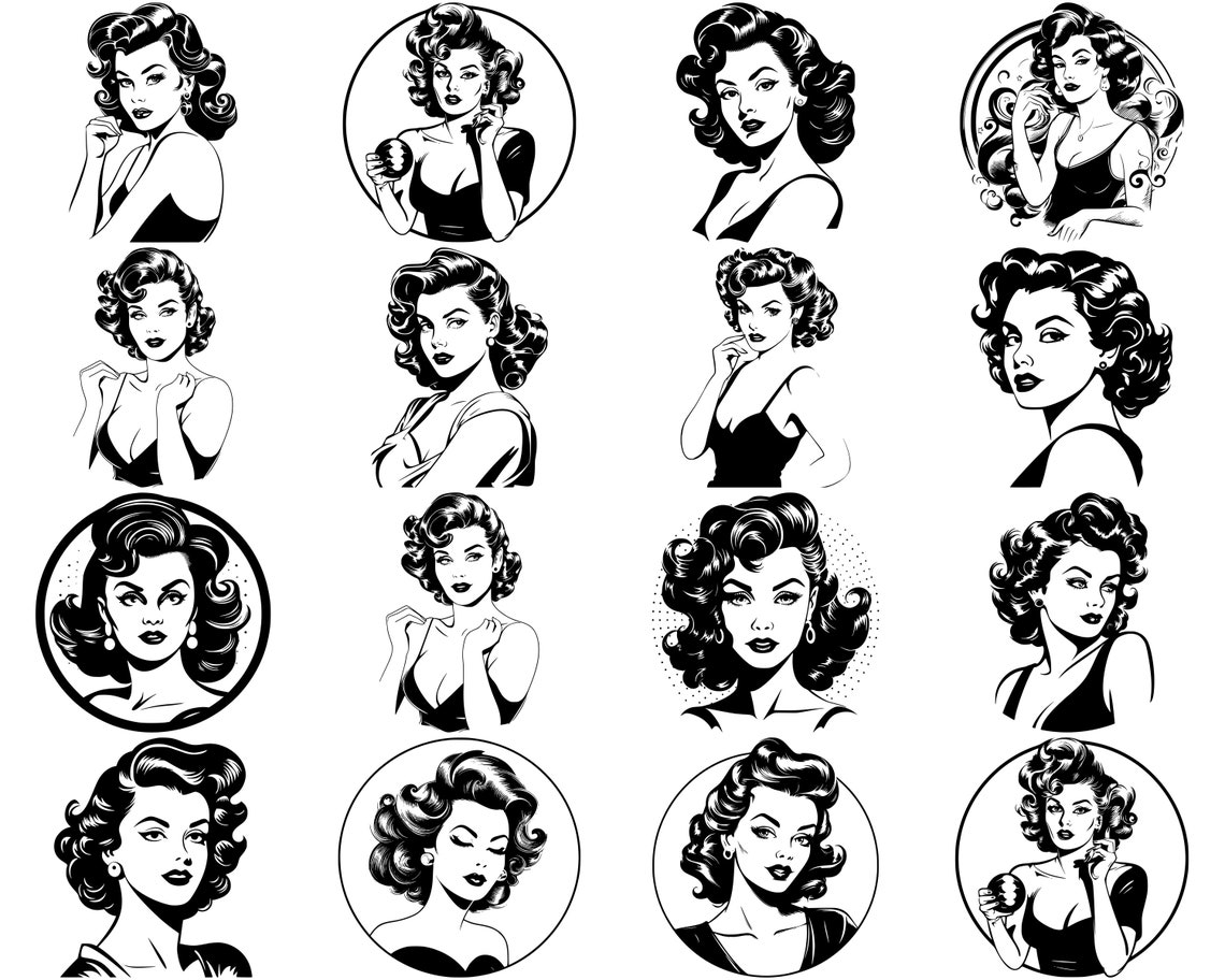 100+ Pinup Girl SVG Bundle, Instant Digital Download, PNG, SVG Cut ...